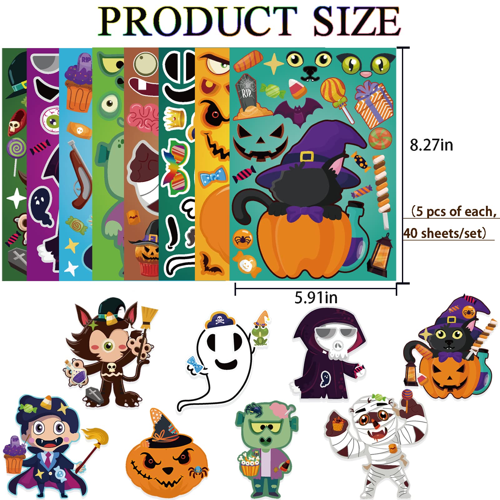 Snapklik.com : 40 Sheets Halloween Stickers Party Favors For Kids ...