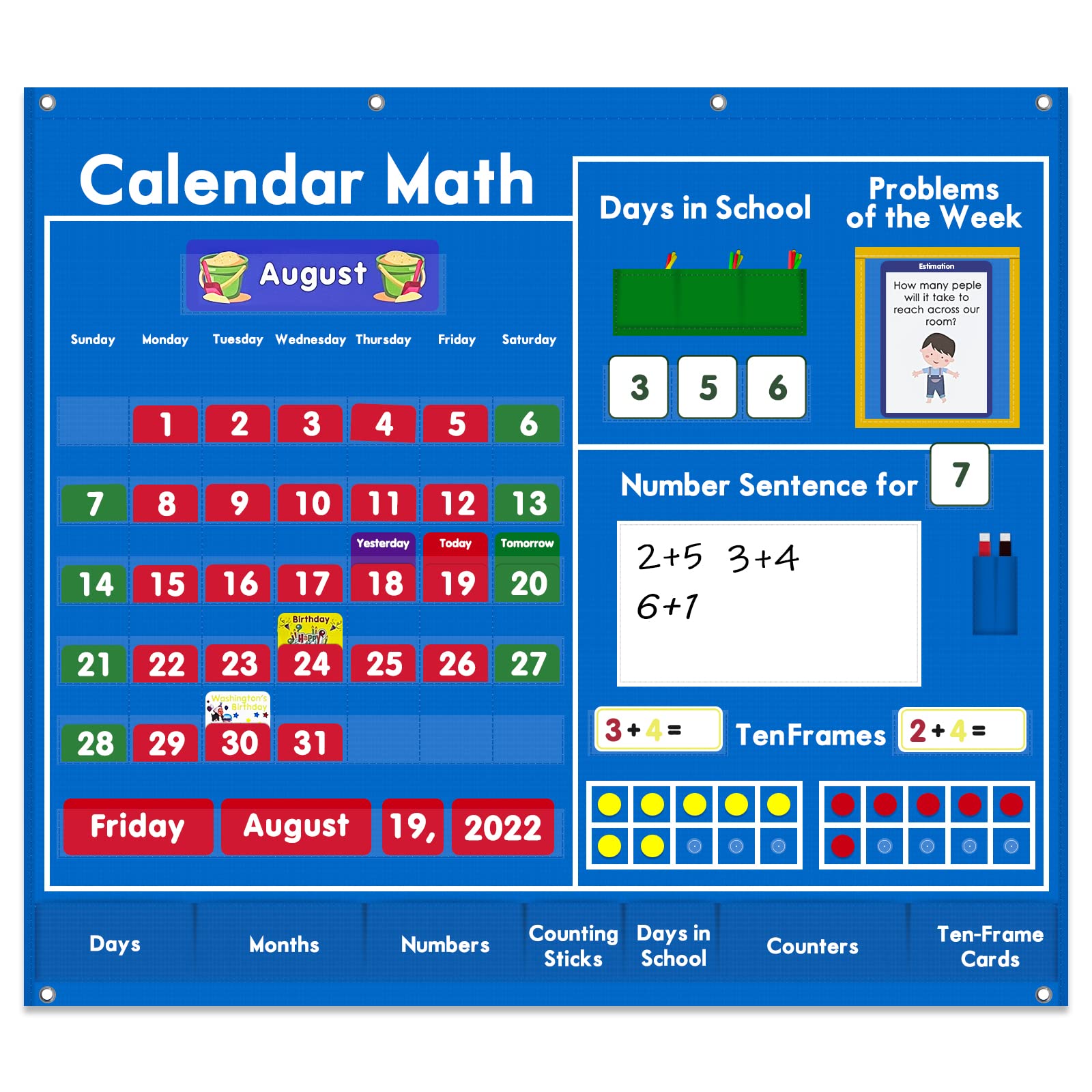 Buy Auchq Daily Math Activity Program Pocket Chart, Classroom for ...