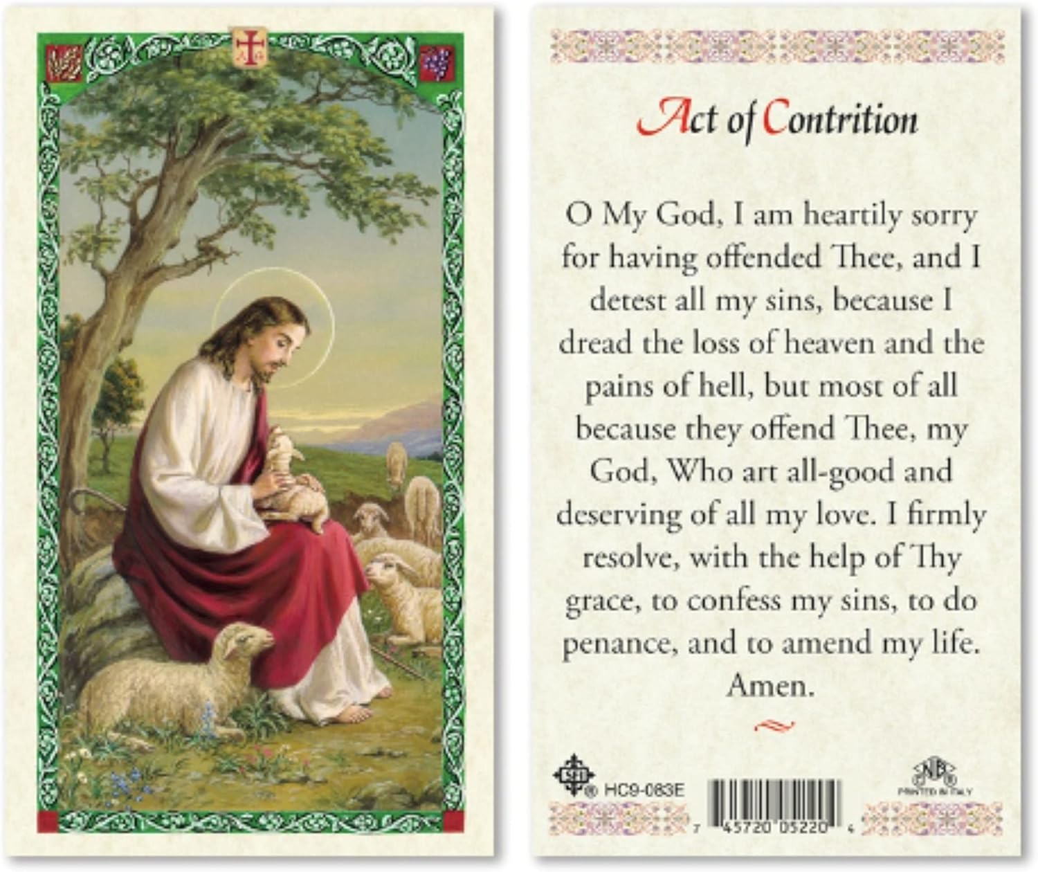 Amazon.com : Holy Lines Act of Contrition Prayer Card for Preparation ...
