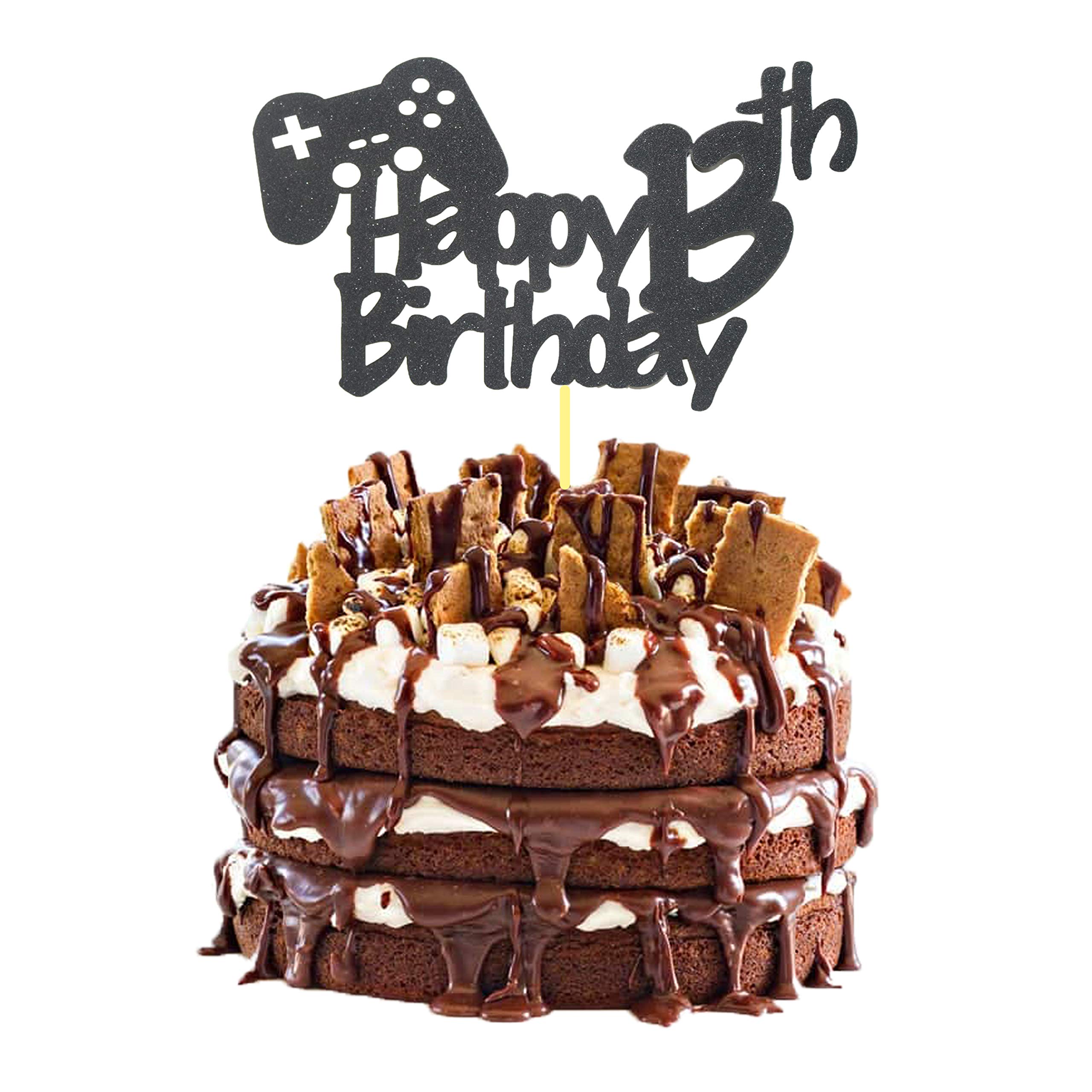 Amazon.com: Video Game Cake Topper, Glittery Happy 13th Birthday Video ...