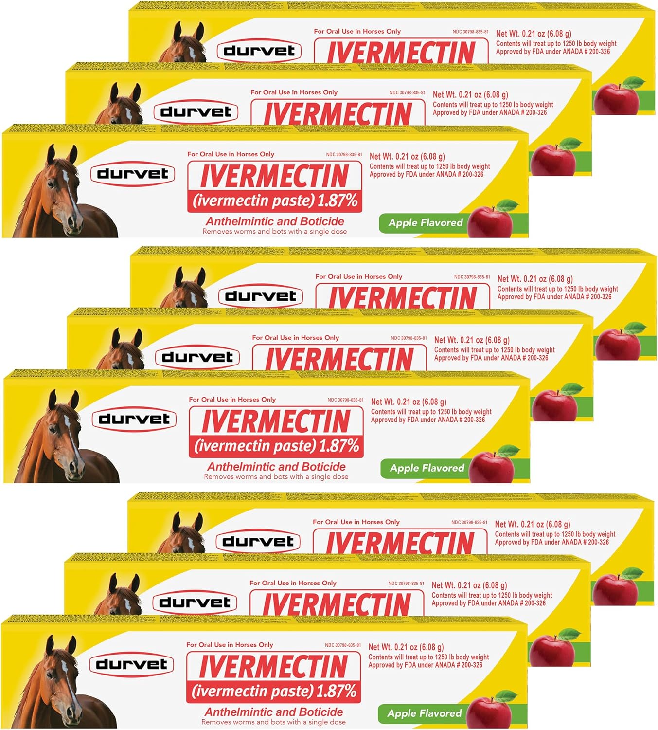 Amazon.com : Ivermectin Paste Dewormer - 6.08g dose @ 1.87%-Apple Flavored, 9 Count : Pet Supplies