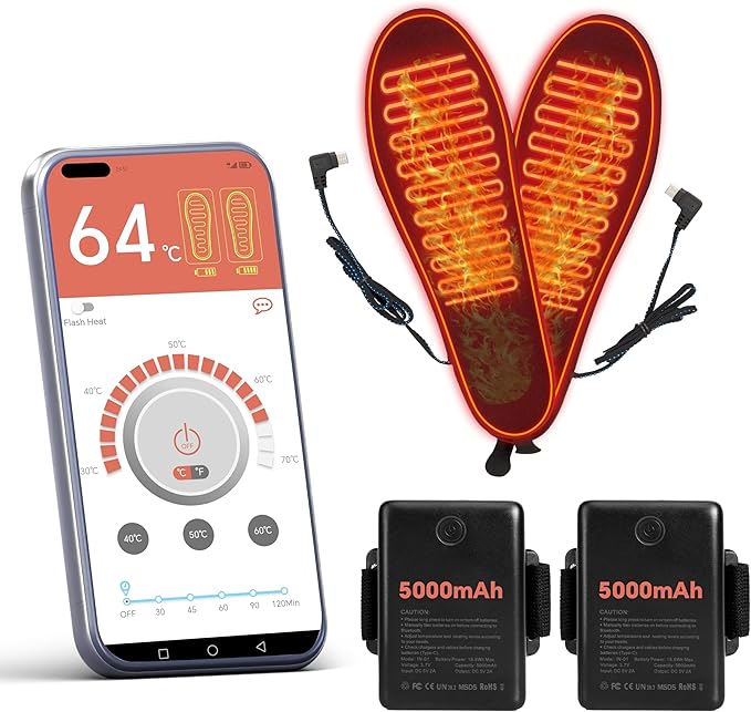 Amazon.com: Heated Insoles, Heated Insoles for Women Men with APP ...