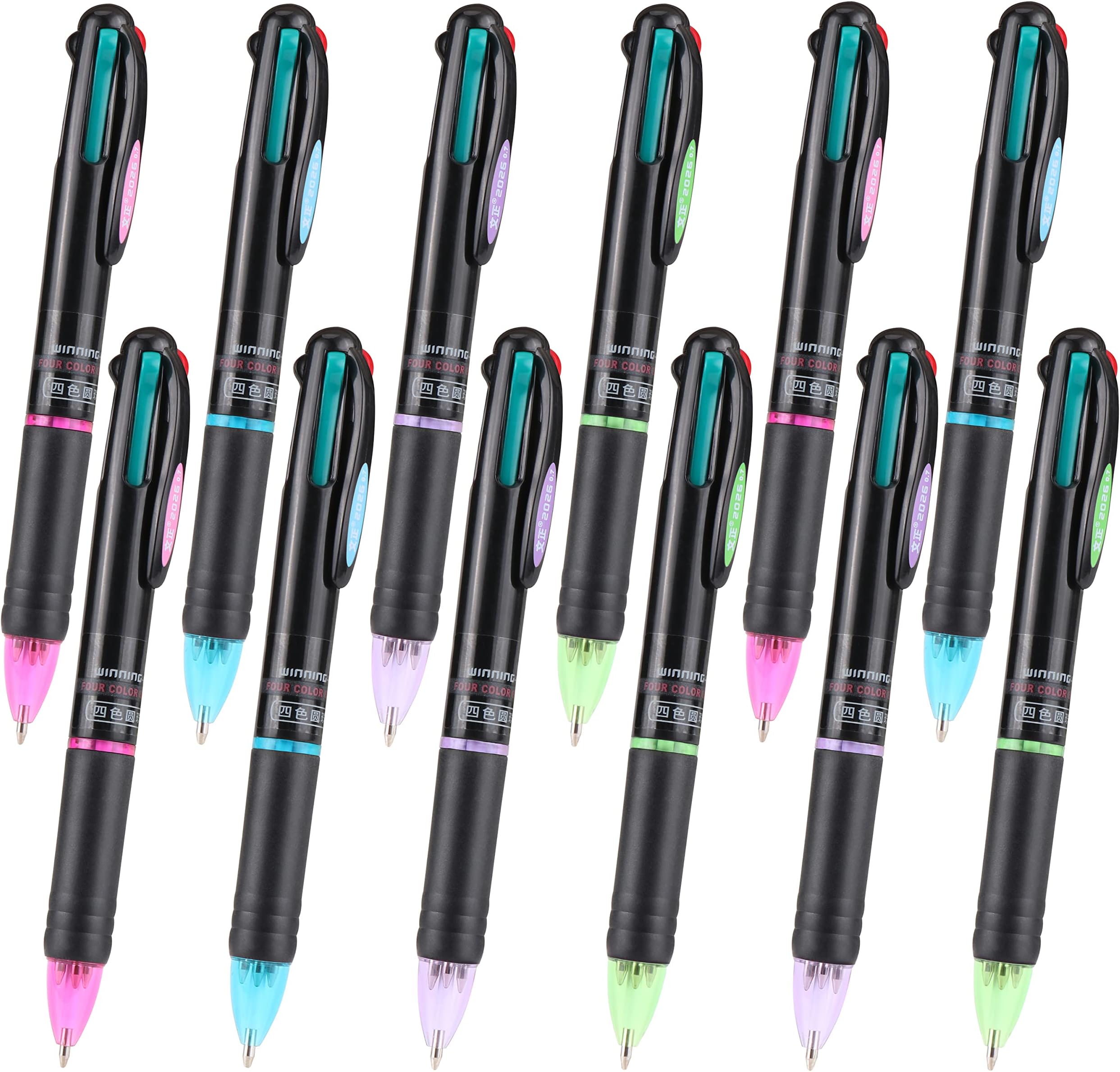 LAOYE 12 Pcs Stylo 4 Couleurs 0.7mm Stylos à Bille Multicolores Crayon ...