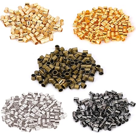 Amazon.com: 500Pcs Crimp Tubes Crimping Beads for Jewelry Making, Crimp ...