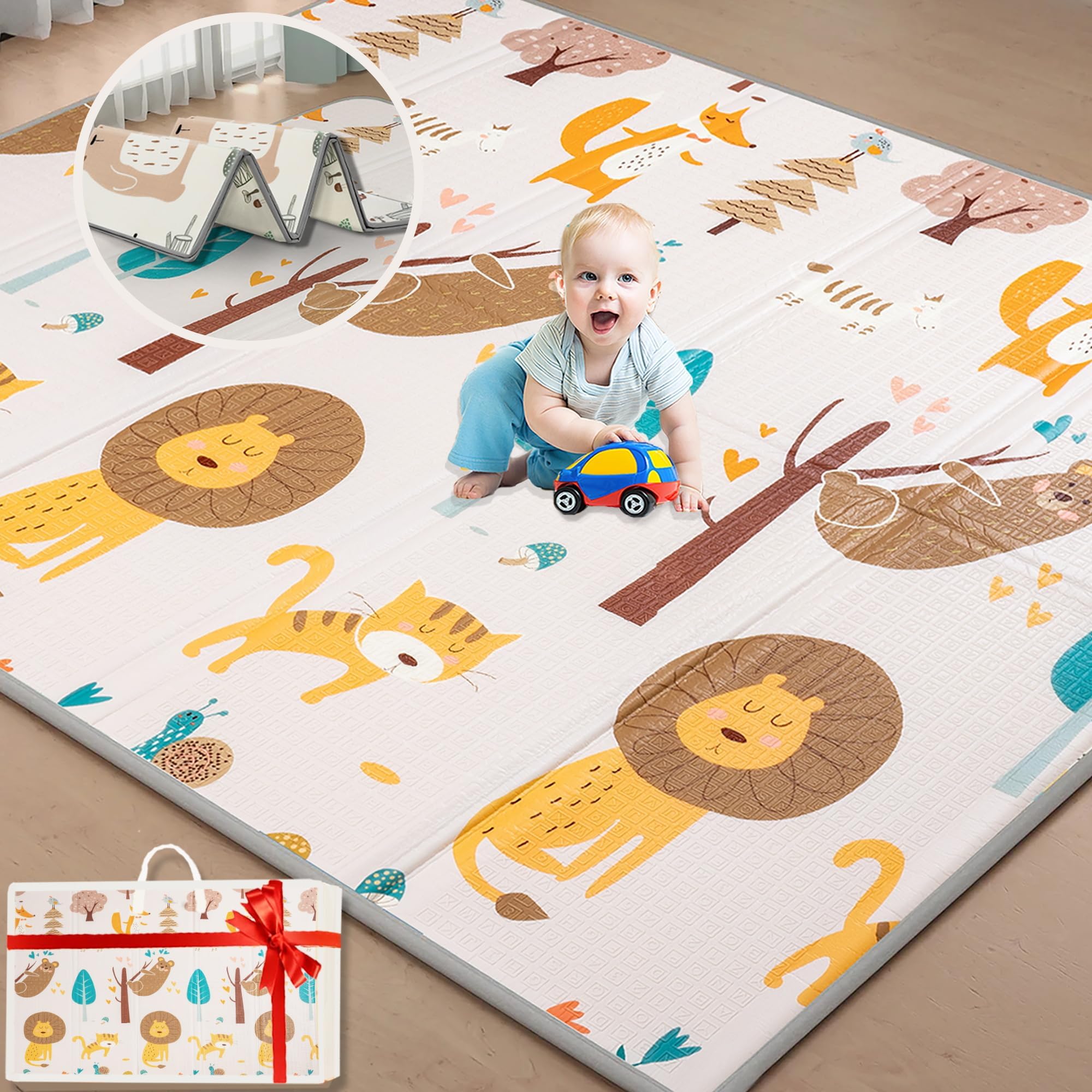 Baby Play Mat, 200 * 180cm Large Thick Playmat, Folding Portable ...