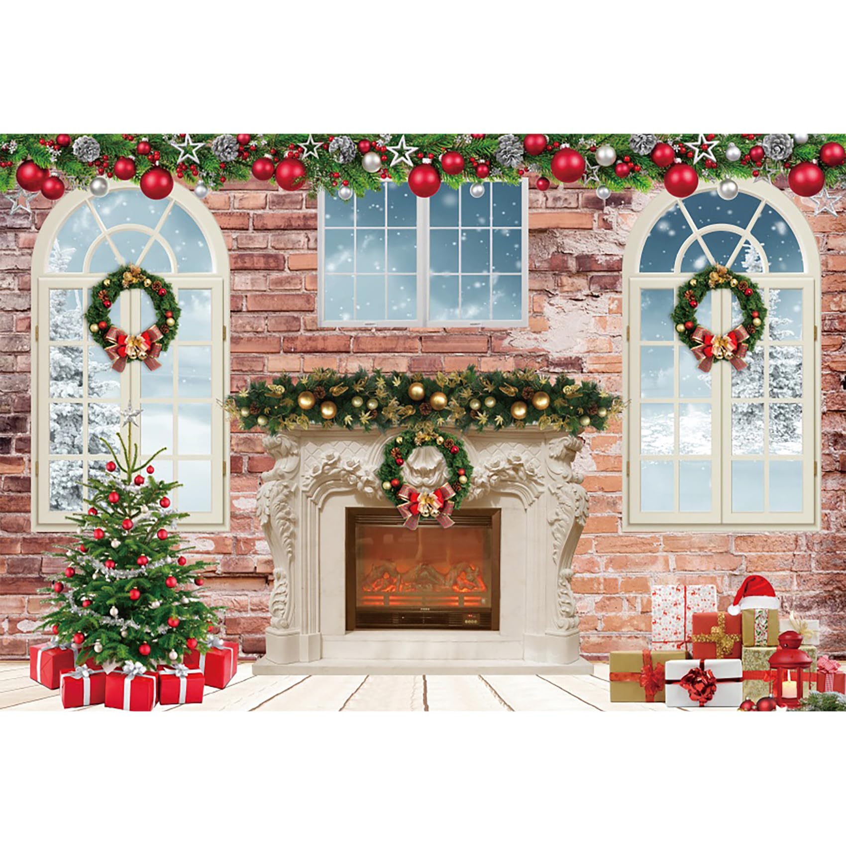 Amazon.com : Baocicco 20x10ft Christmas Fireplace Backdrop for ...