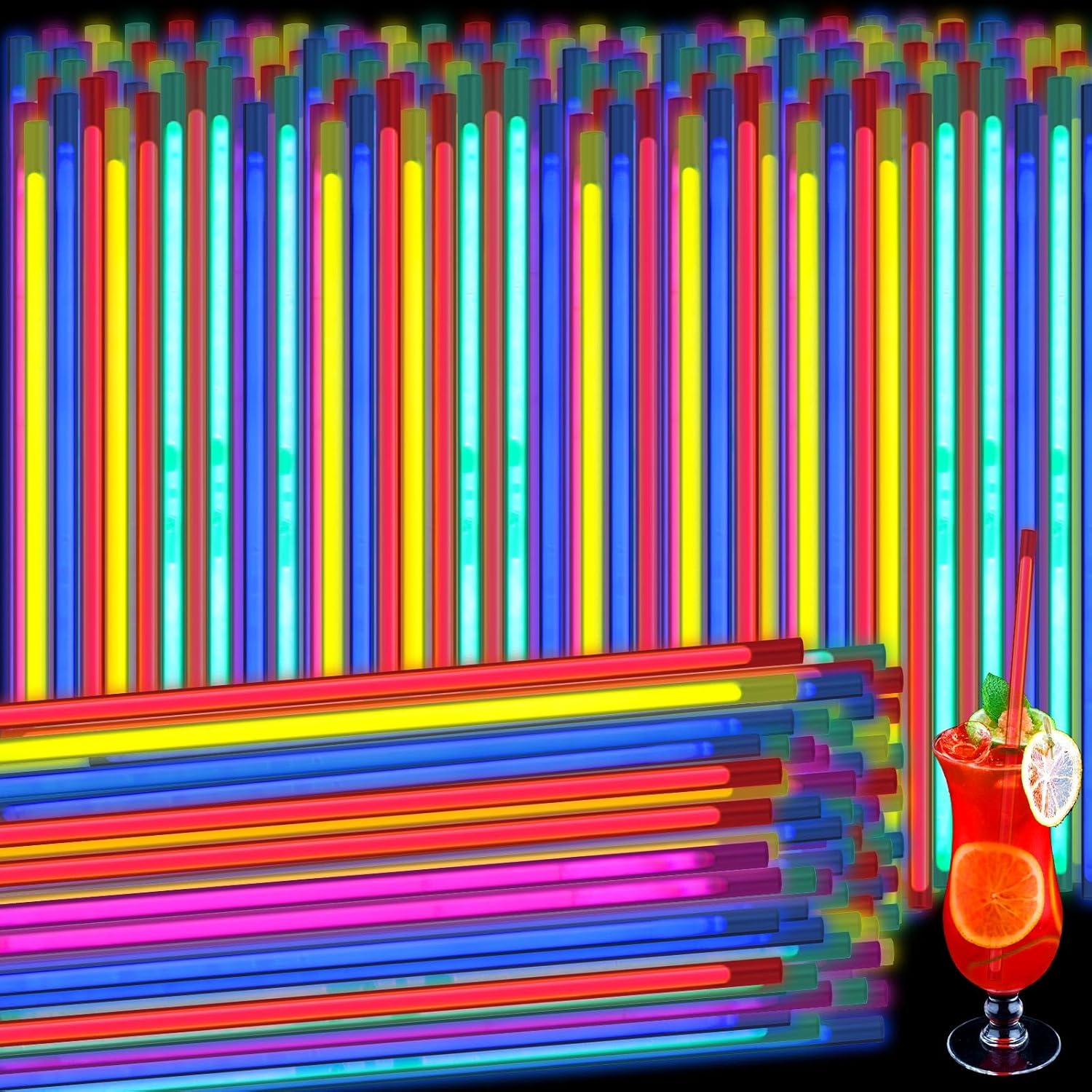 Amazon.com: Didaey 150 Pcs Glow in the Dark Straws Glow Stick Plastic ...