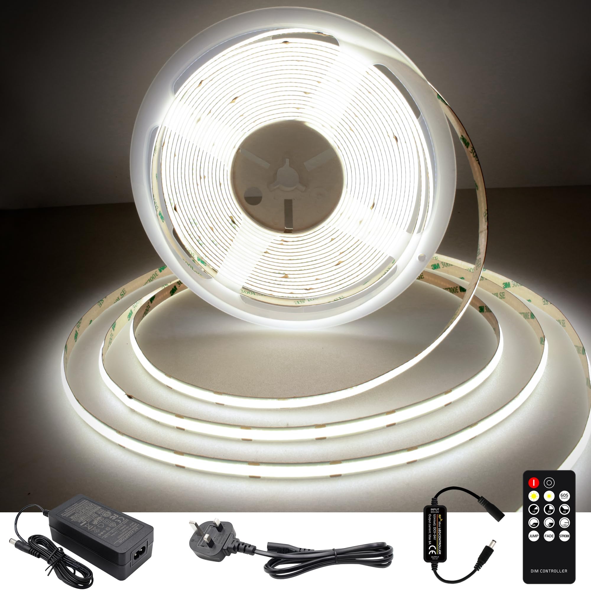 TTWAY COB LED Strip Lights, Dimmable LED Strip Kit 6000K, Super Bright ...