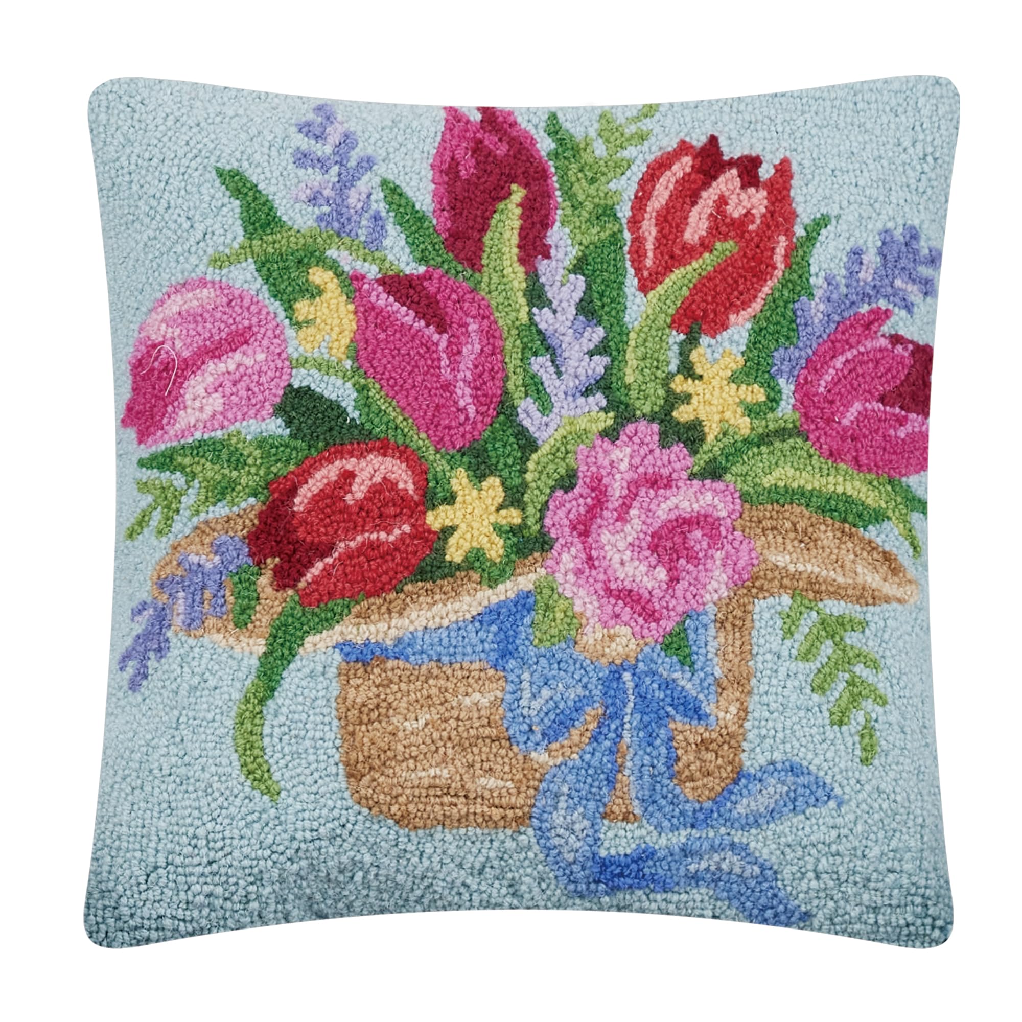 Peking Handicraft Tulips on Hat Poly Fill Hook Throw Pillow, 18-inch ...
