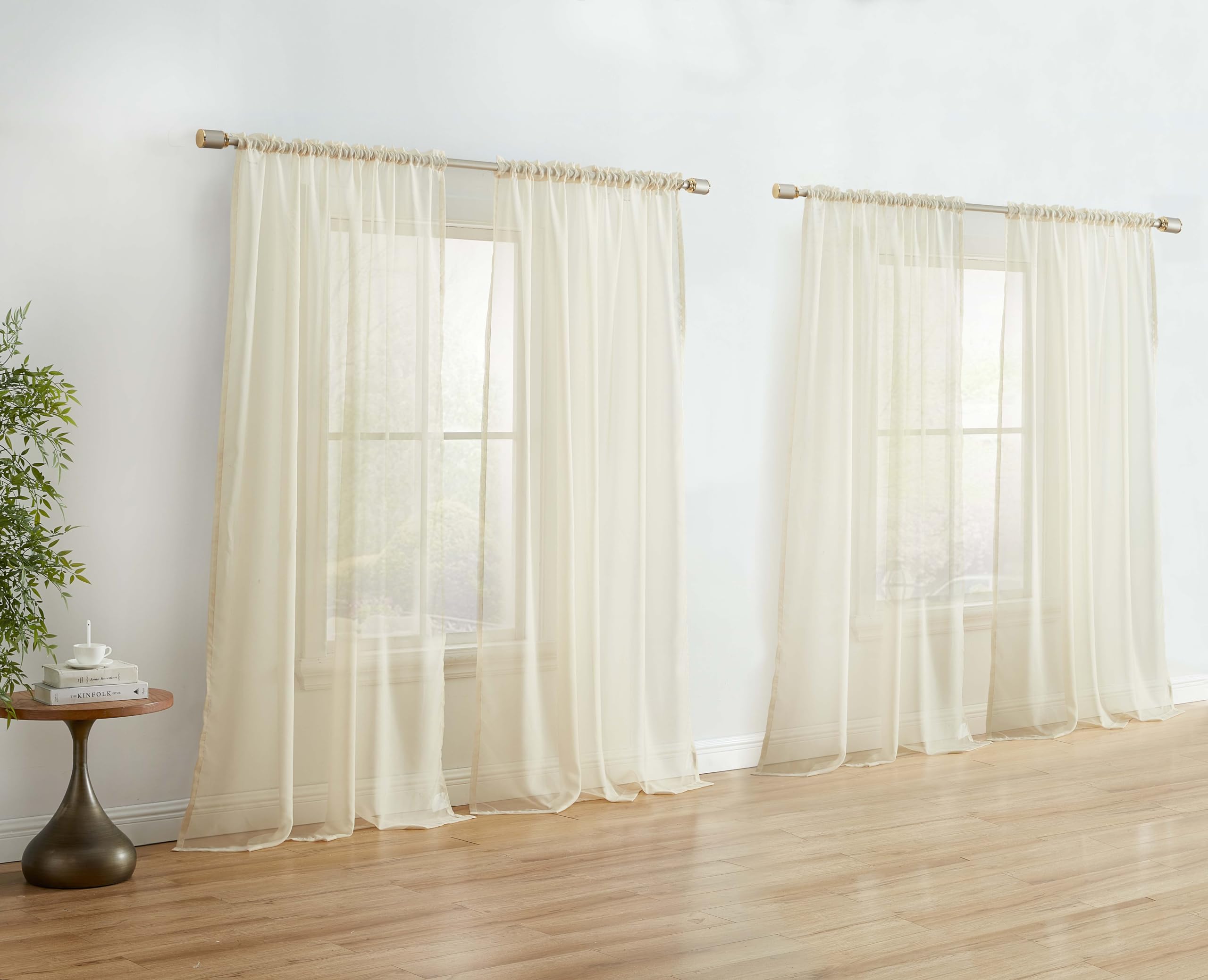 Amazon.com: HLC.ME Beige Sheer Curtains: Sheer Voile Light Filtering ...