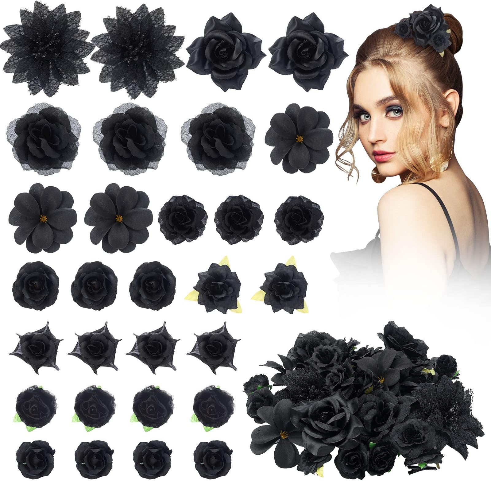 Amazon.com : BBTO 21 Pieces Flower Hair Clip Rose Hair Clips Hair ...