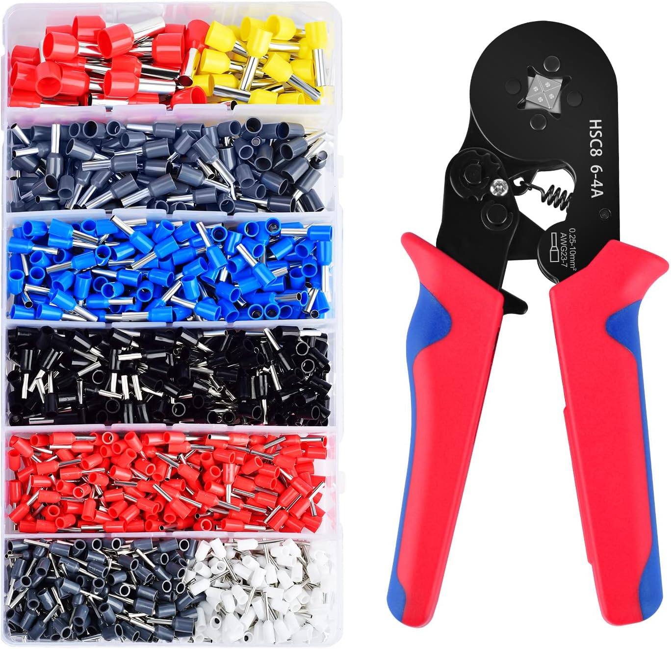 Ferrule Crimping Tool Kit, Ferrule Crimper Plier AWG23-7(0.25-10mm² ...