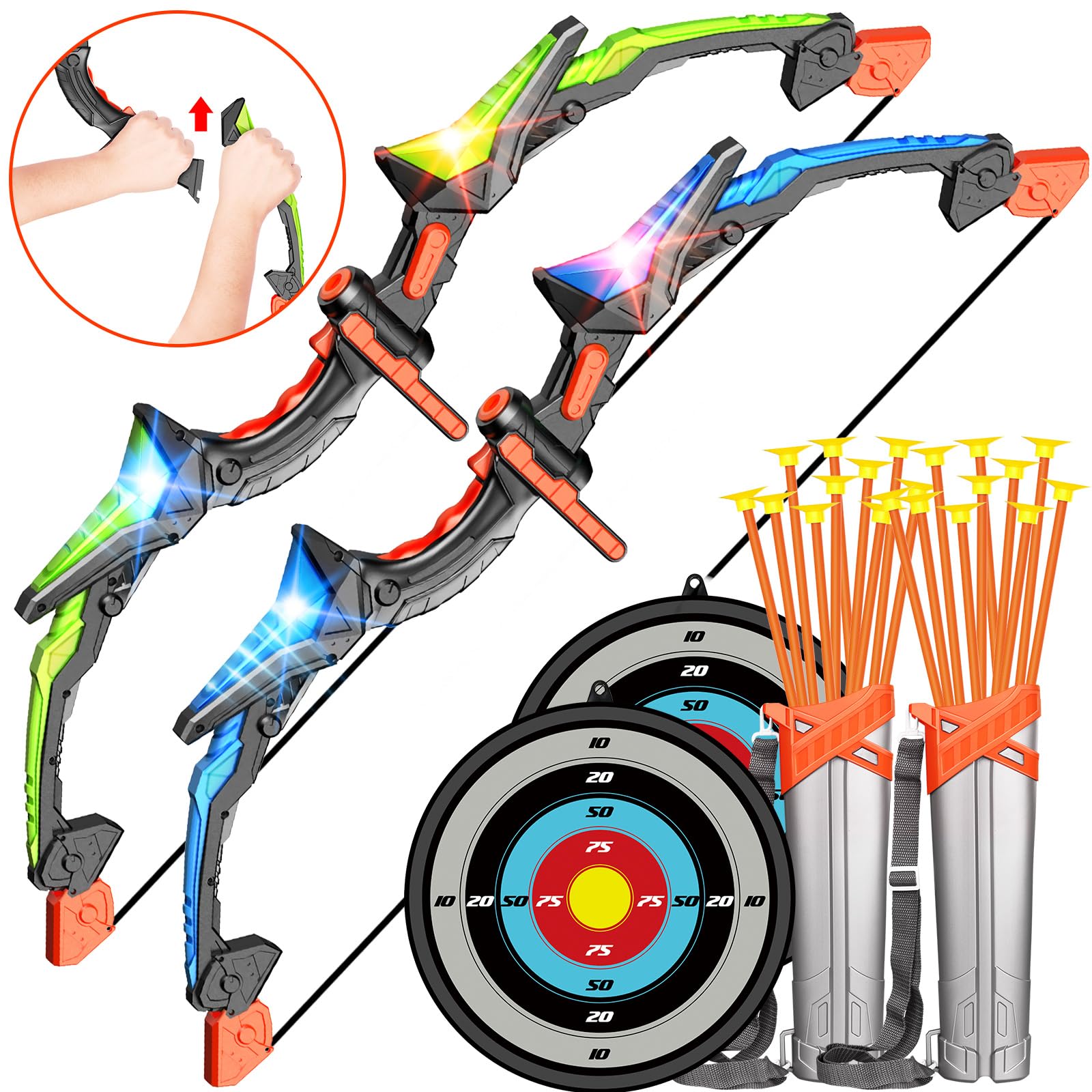 Amazon.com: Bigdream Detachable Kids Bow and Arrow Toy 2 Sets, LED ...