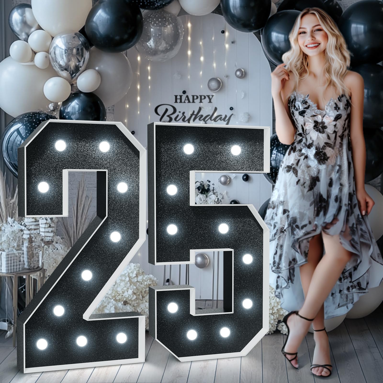Snapklik.com : Black Marquee Numbers 4 Feet Tall: Large 25th Birthday ...