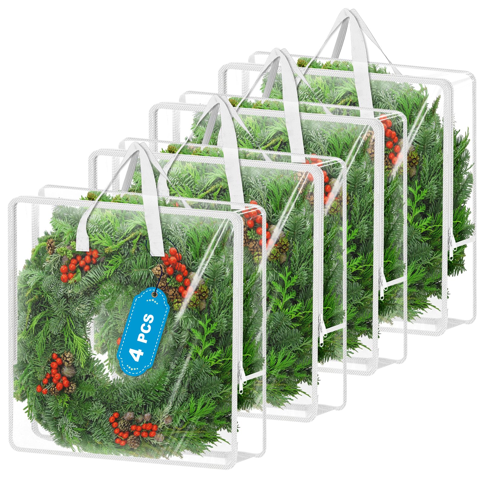Amazon.com: Christmas Wreath Storage Container 24” - 4Pack Large Clear ...