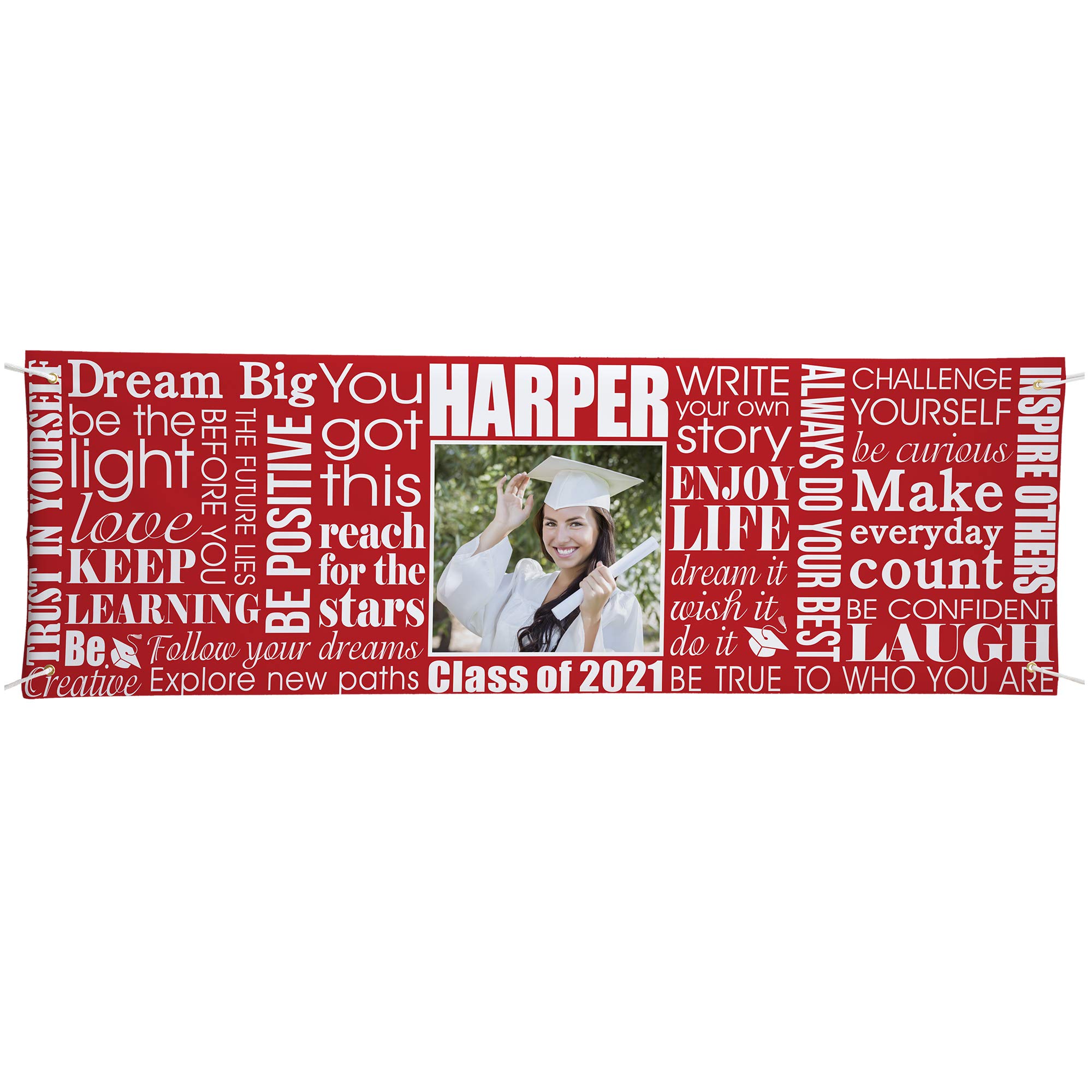 Lets Make Memories Personalized Graduation Photo Banner Red Class 2021 ...