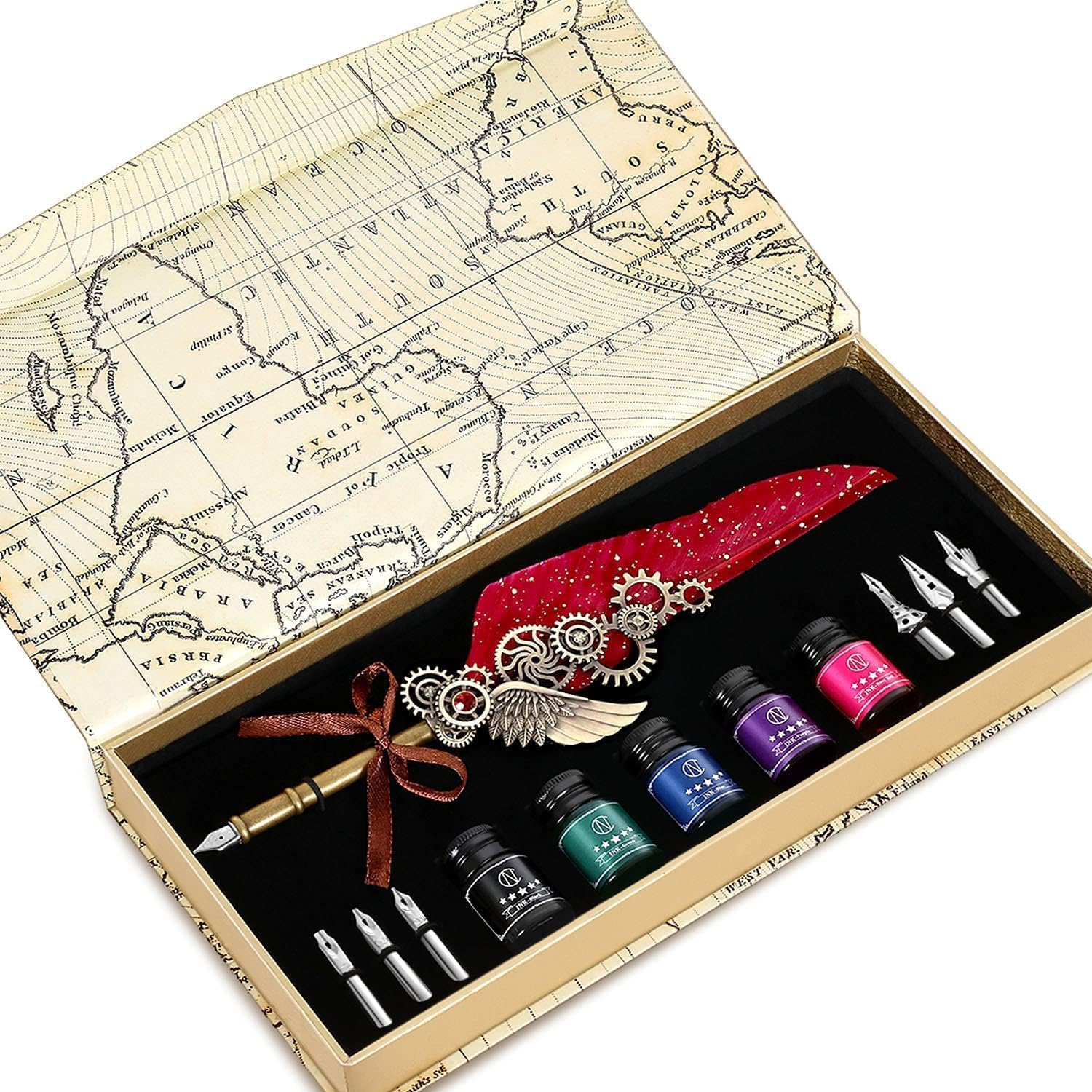 Amazon.com : NC Feather Calligraphy Set, Quill Pen Ink Set Includes 5 ...
