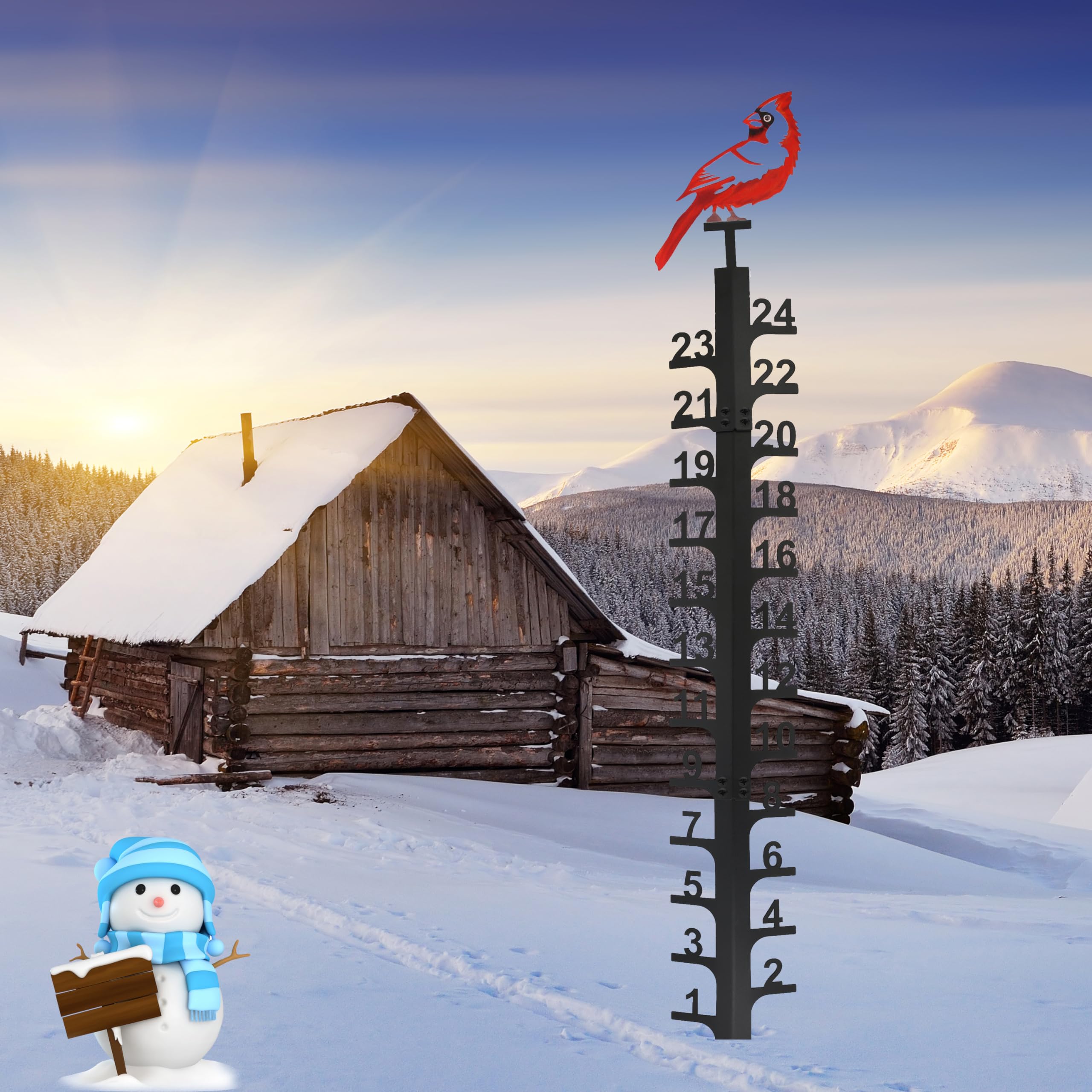 Amazon.com : Color Snow Gauge Outdoor, 24 Inch Iron Art Red Cardinal ...