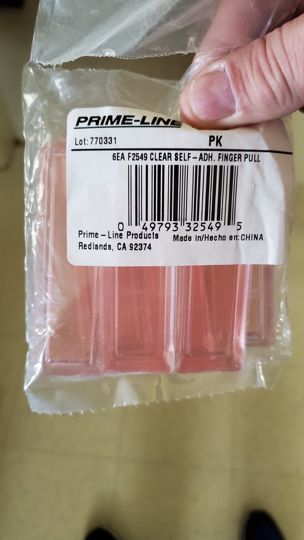 Prime-Line MP2549 Self-Adhesive Window Finger Pull, Clear Plastic (6 ...