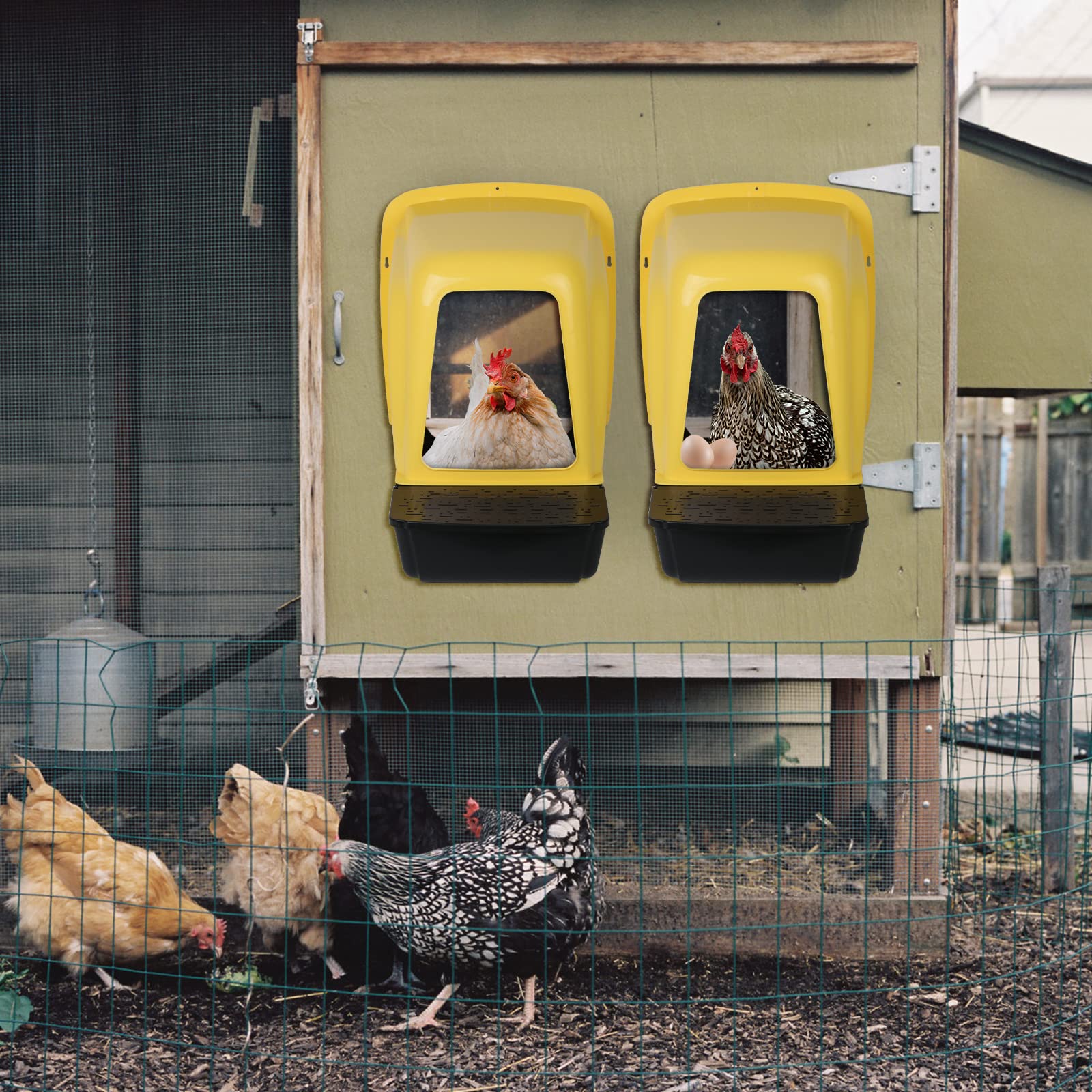 Yellow 6 Pack Chicken Nesting Boxes Chicken Laying Boxes with Perch ...