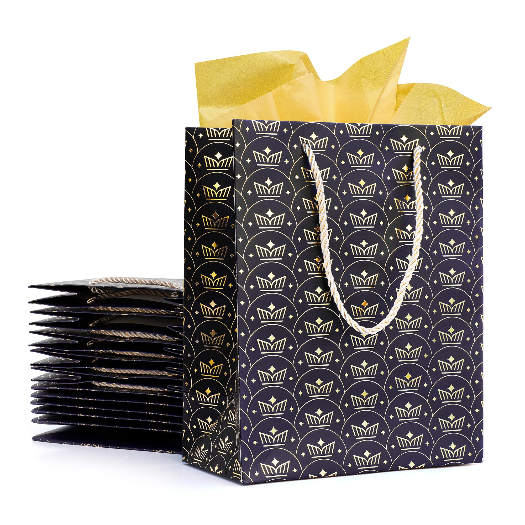 Amazon.com: 12-Pack Luxury Purple Gift Bags, Gold Foil Crown Design ...