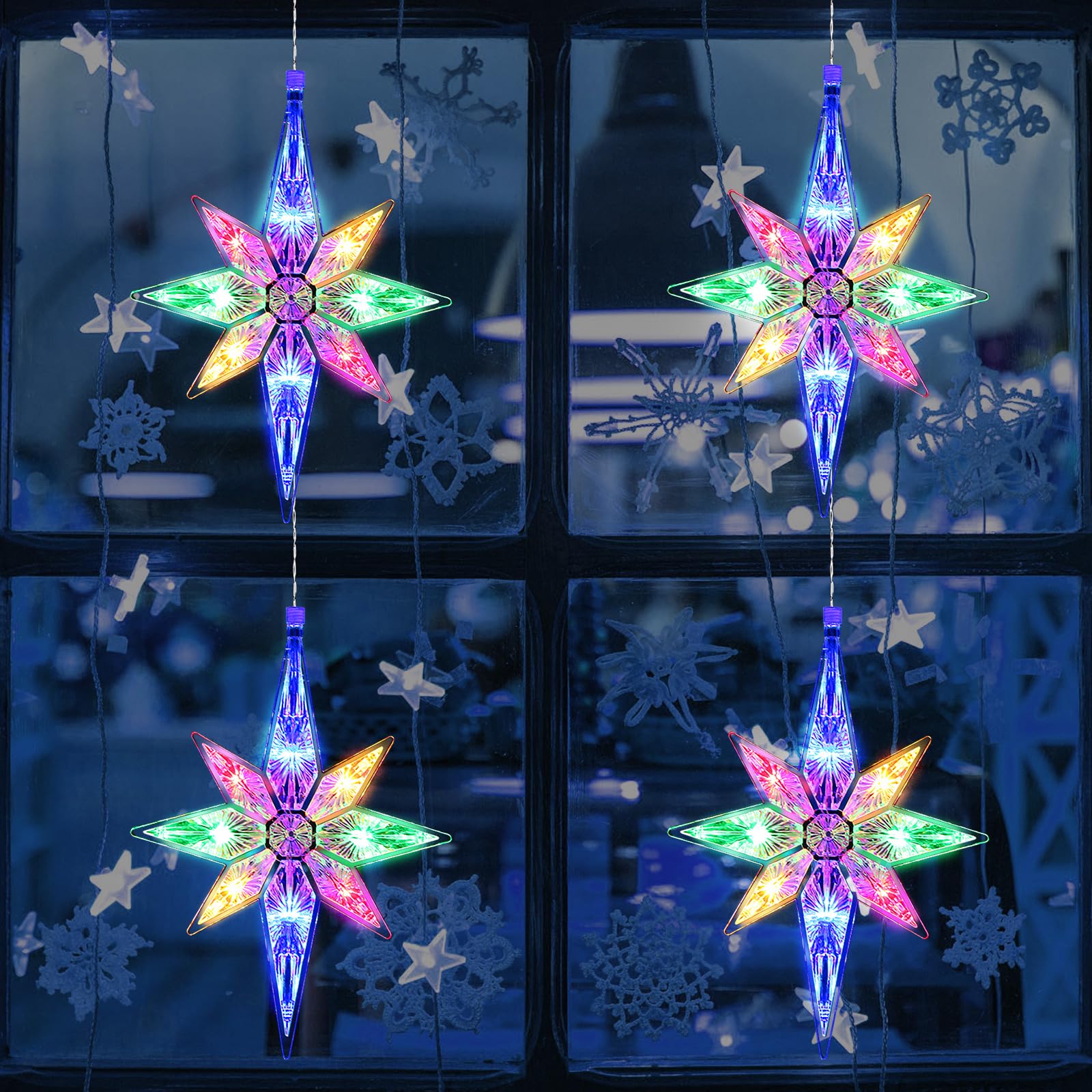Mudder 4 Pieces 10.8 Inch Christmas Window Star Lights Plastic Lighted ...
