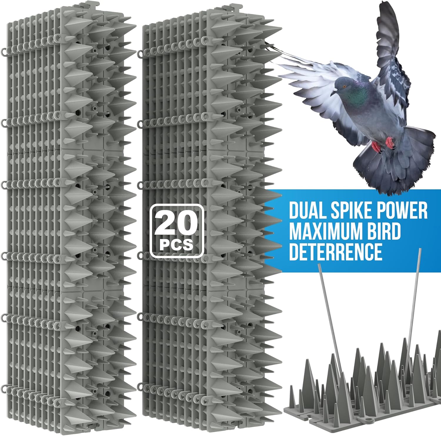 Amazon.com : 20 Pack Bird Spikes Deterrent - 20ft Pigeon Deterrent for ...