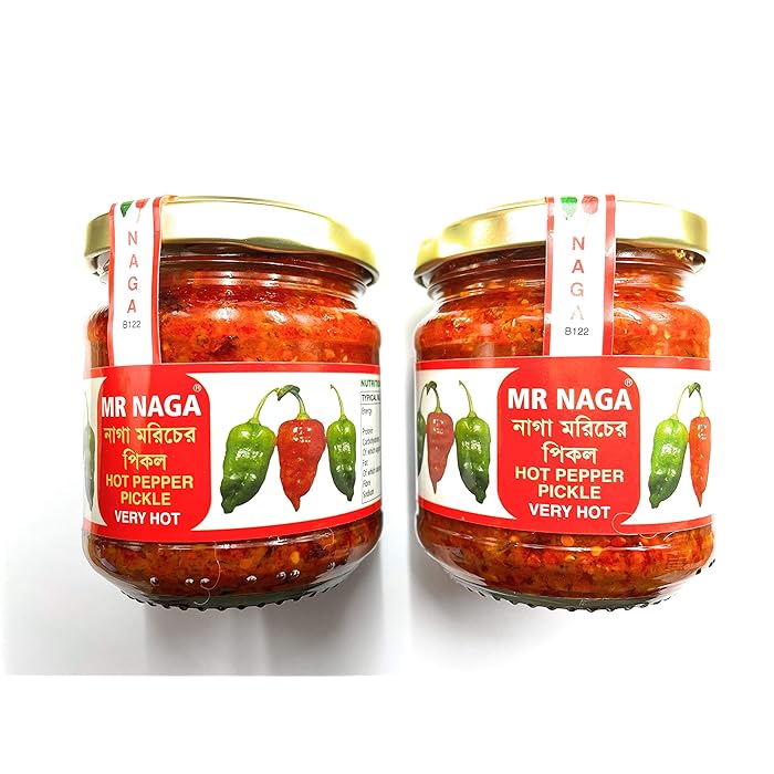Buy Mr Naga Hot Chilli Pepper Pickle Sauce 2 x 190 Grams, Ghost Pepper ...