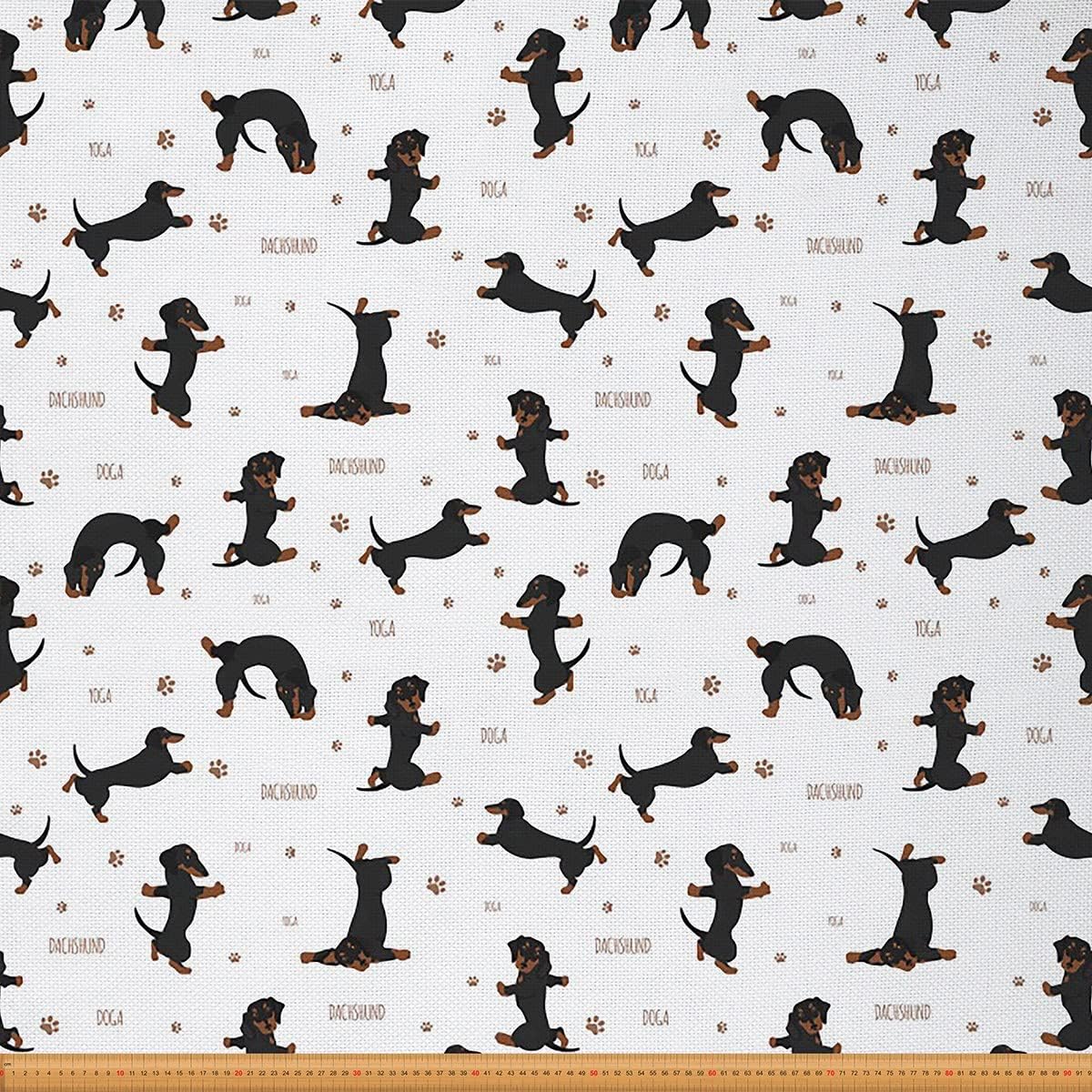 Amazon.com: Feelyou Dachshund Fabric by The Yard, Cute Yoga Dog ...