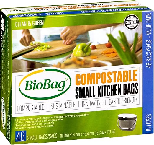 BioBag Small Compostable and Biodegradable Kitchen Bags for Food Scraps ...