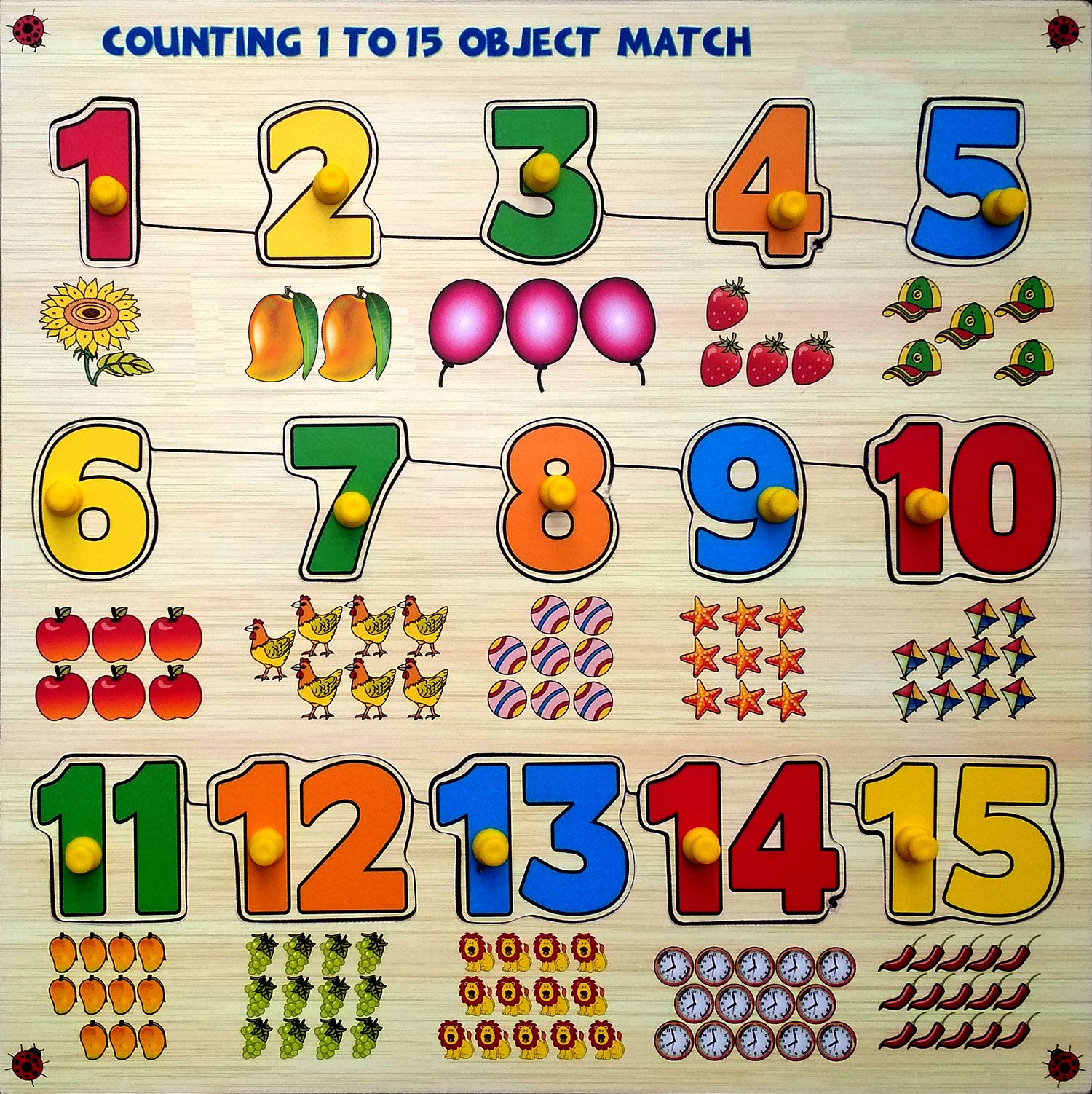 Webby Premium Wooden Counting Numbers 1 to 15 Object Match Educational ...