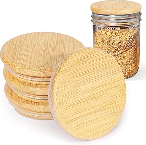 Amazon.com: SKYBD 4 Pack Regular Mouth Bamboo Mason Jar Lids, Wooden ...