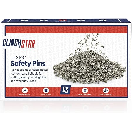Amazon.com: Race Bib Safety Pin 1.5 inch Size 2 Closed 1440 Count ...