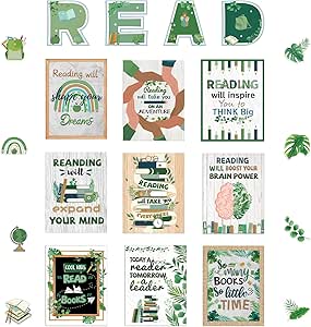 Hedeey 45 PCS Reading Bulletin Board Set Eucalyptus Classroom ...