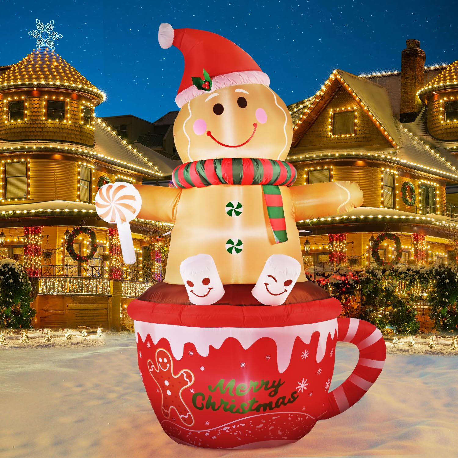 Amazon.com: 7.5 FT Christmas Inflatable Outdoor Decoration, Gingerbread ...