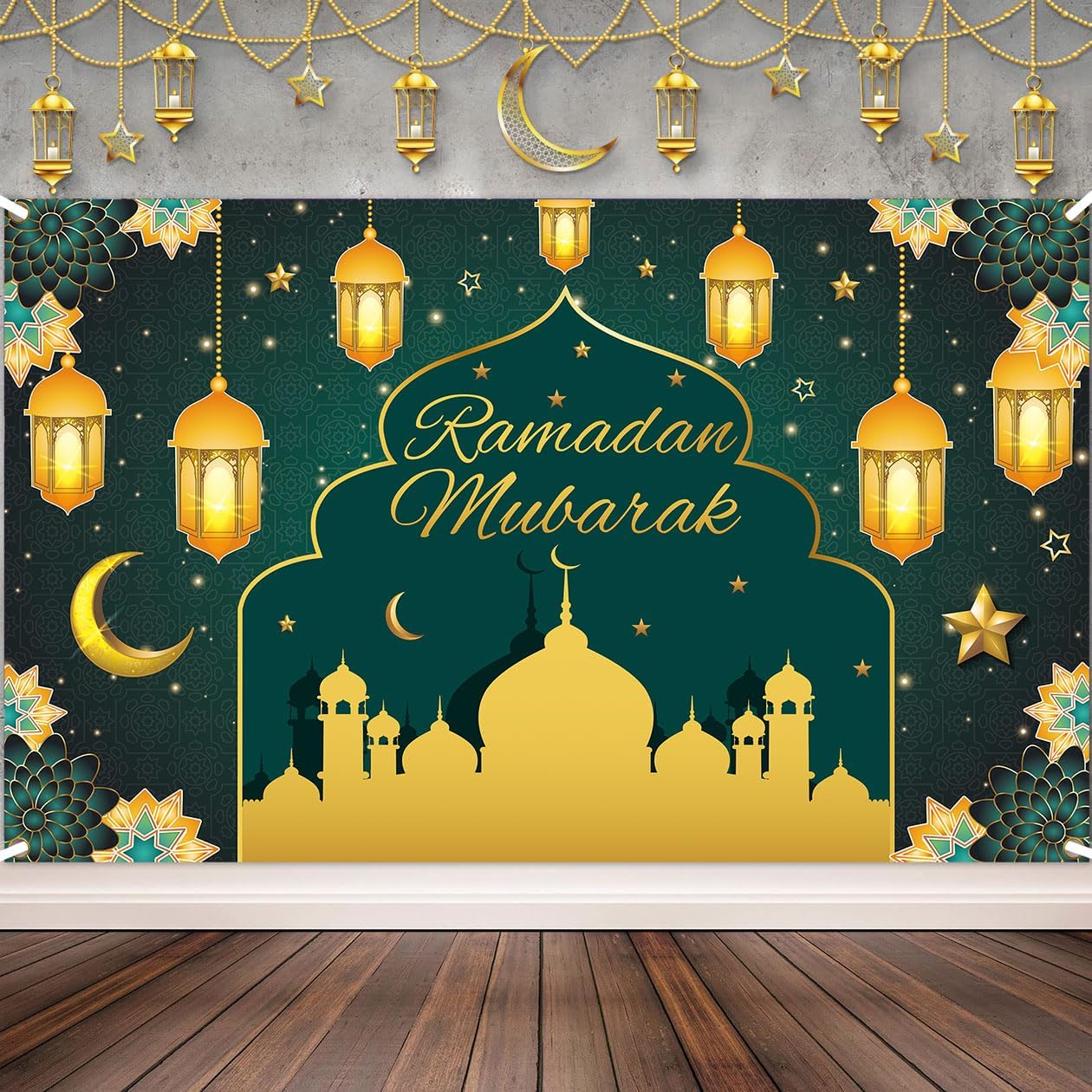 Green Ramadan Banner,Muslim Ramadan Decorations Kareem Backdrop,Ramadan ...