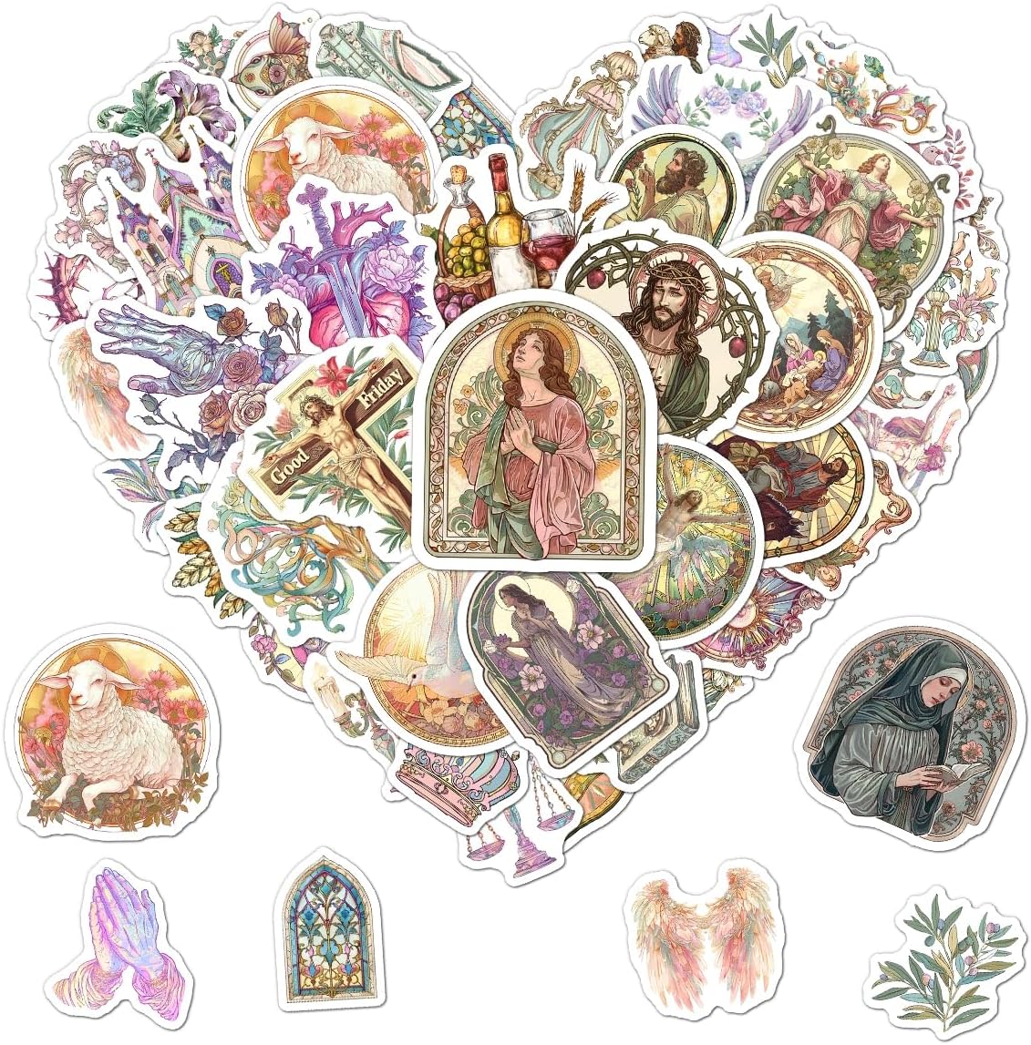 Amazon.com: Pack 50 Pcs Christian Catholic Stickers for Water Bottles ...