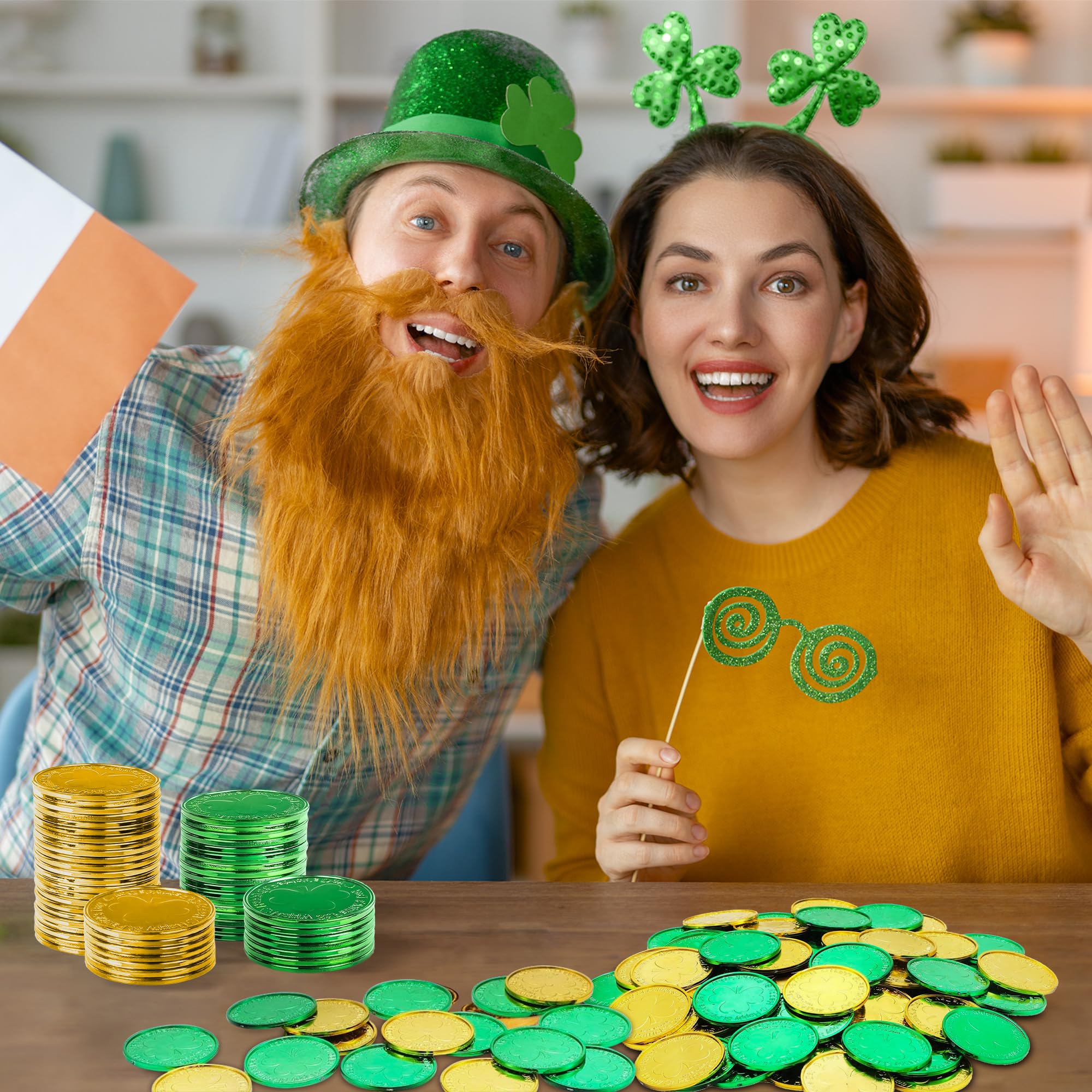 Snapklik.com : OHOME Gold Coins St Patricks Day - 120 Pieces Shamrock ...