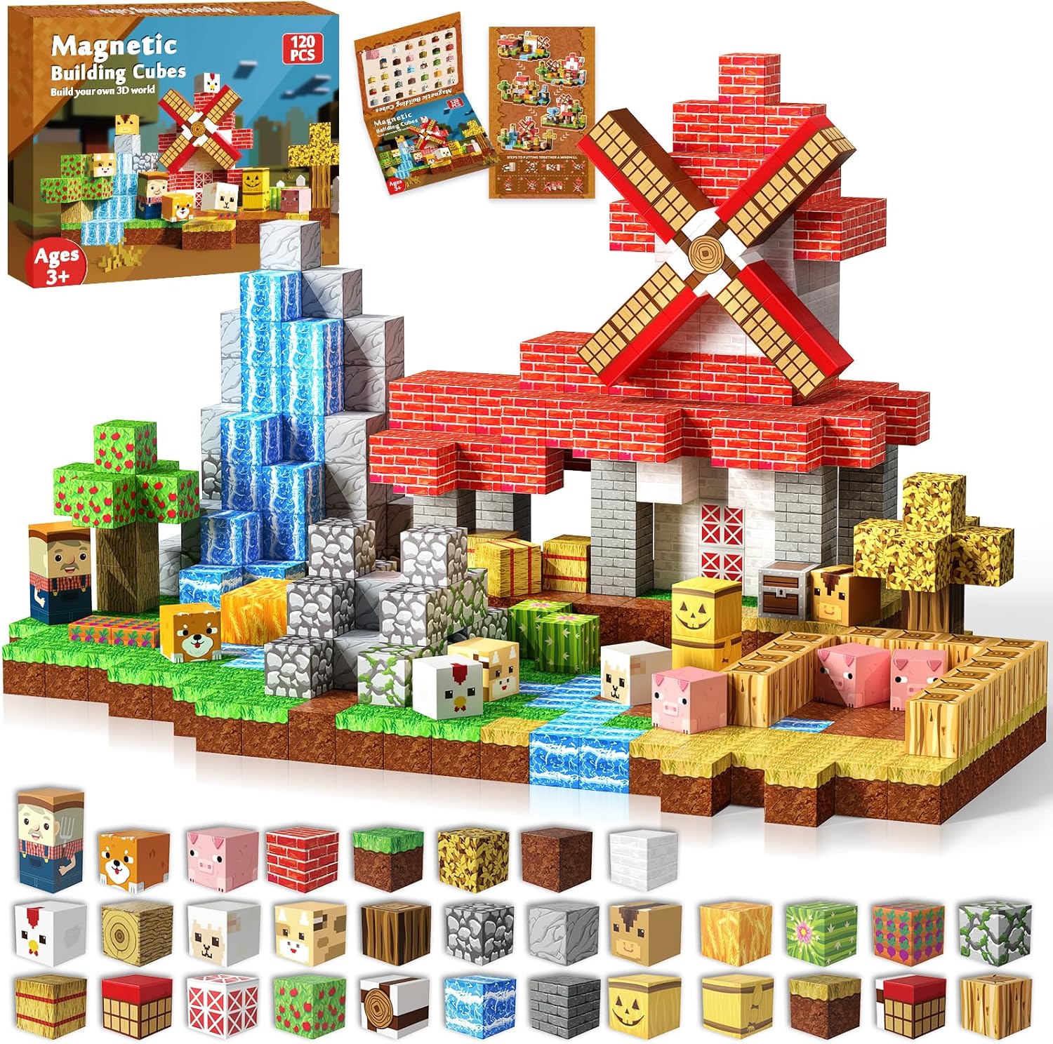 Amazon.com: Goody King Magnetic Blocks | 120PCS Magnetic Building ...