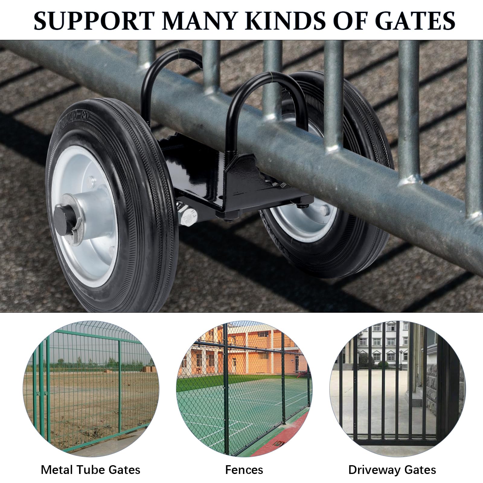 Snapklik.com : AIWFL Heavy Duty Steel Rolling Gate 6 Rubber Wheel Chain ...