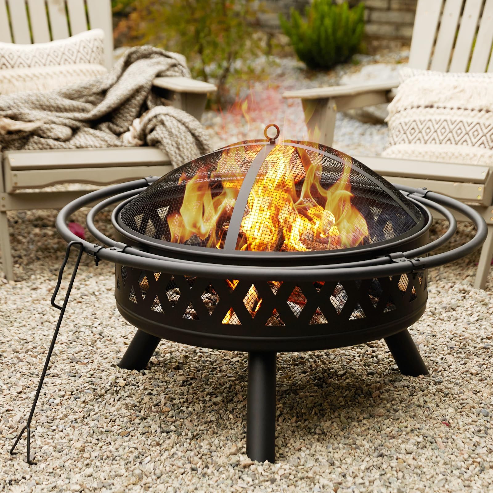Amazon.com : PaPaJet 36 Inch Fire Pit with 2 Grill, Outdoor Wood ...