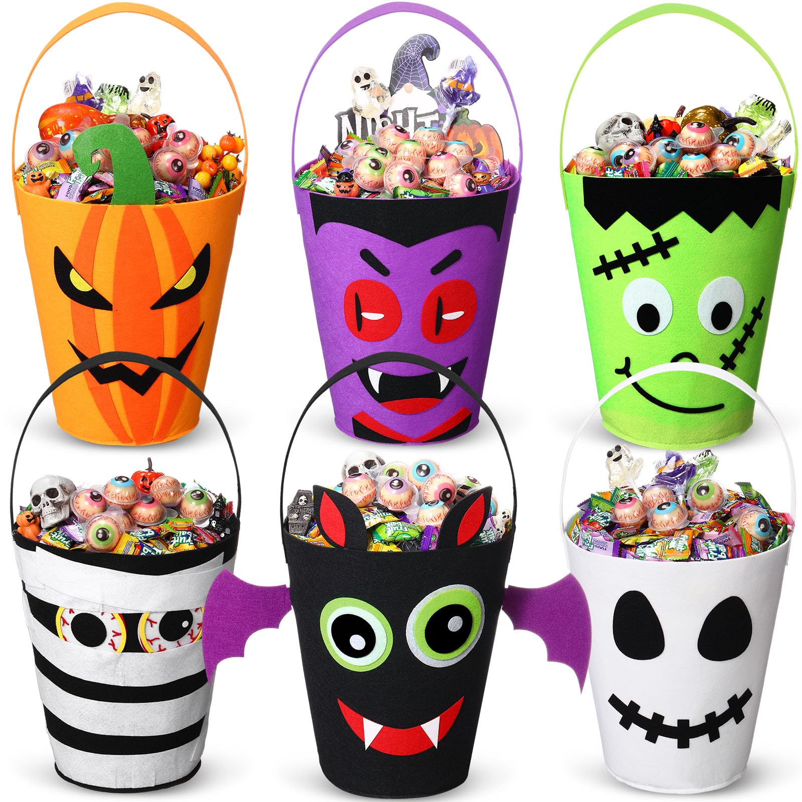 Amazon.com | HunnmingRe 6 Pack 9.8 x 5.9 Inch Halloween Candy Felt ...