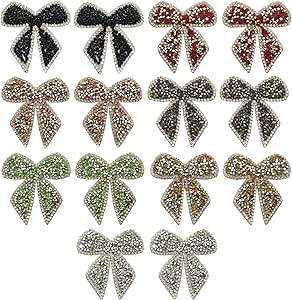 Yazon 14pcs Bows Rhinestone Patches Iron on Applique Patch for Clothing ...