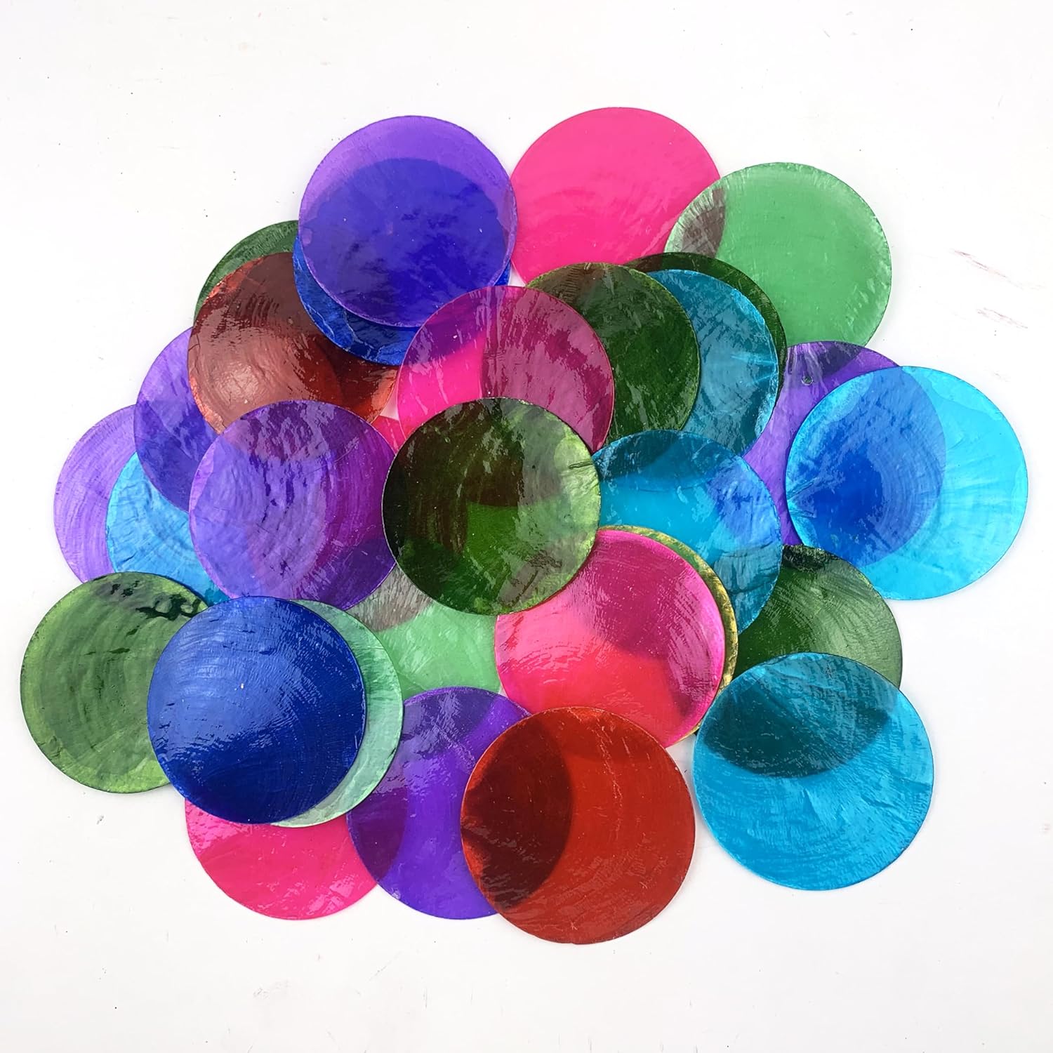 Amazon.com : Heyiwell 30PC Mix Dyed Round Capiz Sea Shells for Home ...