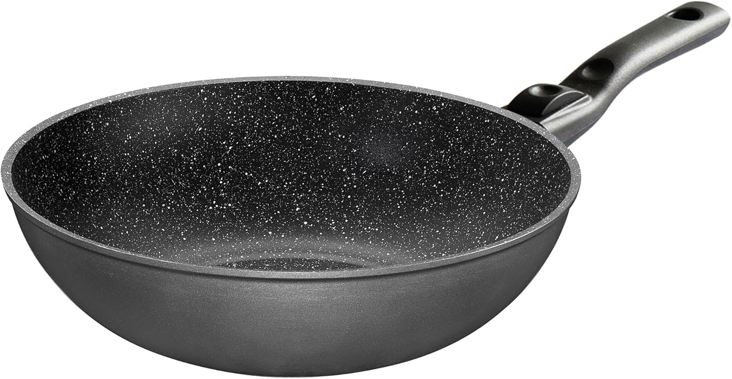 STONELINE Flex Made in Germany Wok 30 cm, with Removable Handle, Also for Oil and Fat-Free ...