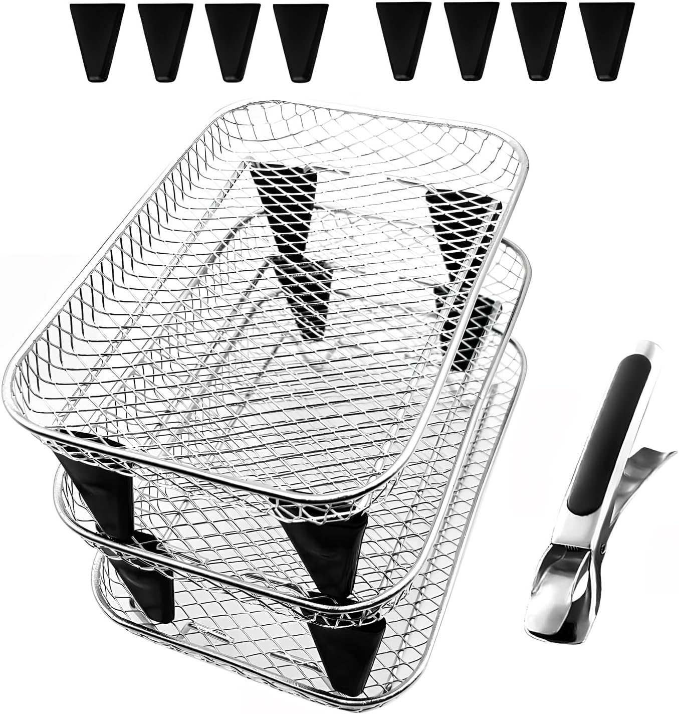 Amazon.com: JJunLiM Upgrade Air Fryer Rack, Three Stackable Dehydrator ...