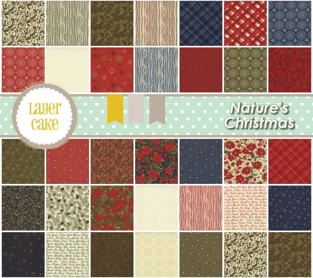 Amazon.com: Moda Fabrics Natures Christmas Layer Cake By Sandy Gervais ...