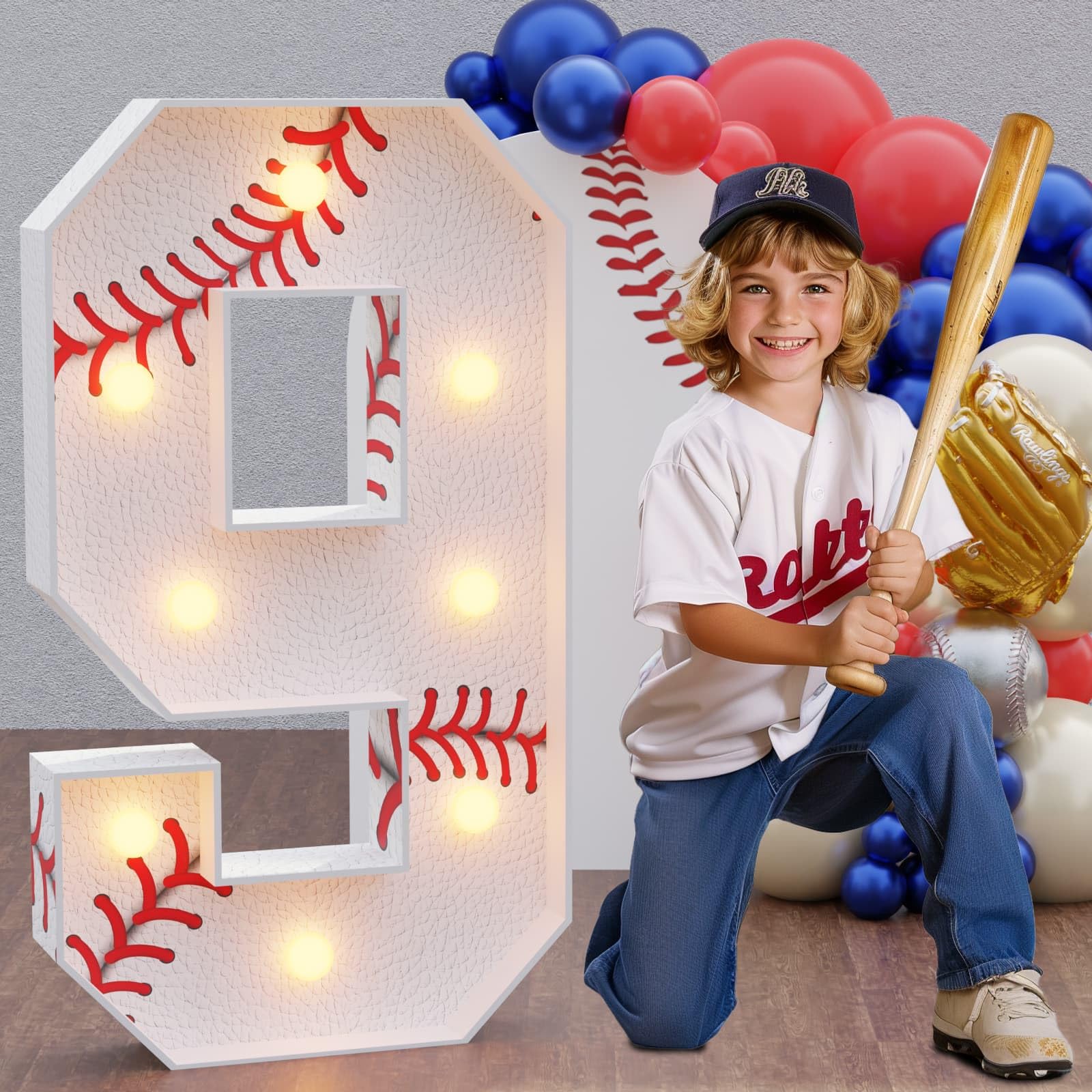 Snapklik.com : Marquee Numbers Baseball Birthday Decorations: 3ft Large ...
