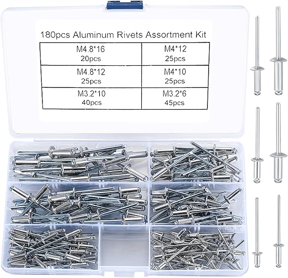 180 Stk Aluminium Blindnieten, Popnieten Set, Aluminium/Stahl ...