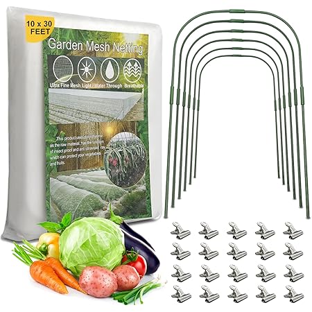 Amazon.com : Garden Netting Kit, 10x30 Ft Pest Barrier Bird Ultra Fine Mesh Netting with 6Sets ...